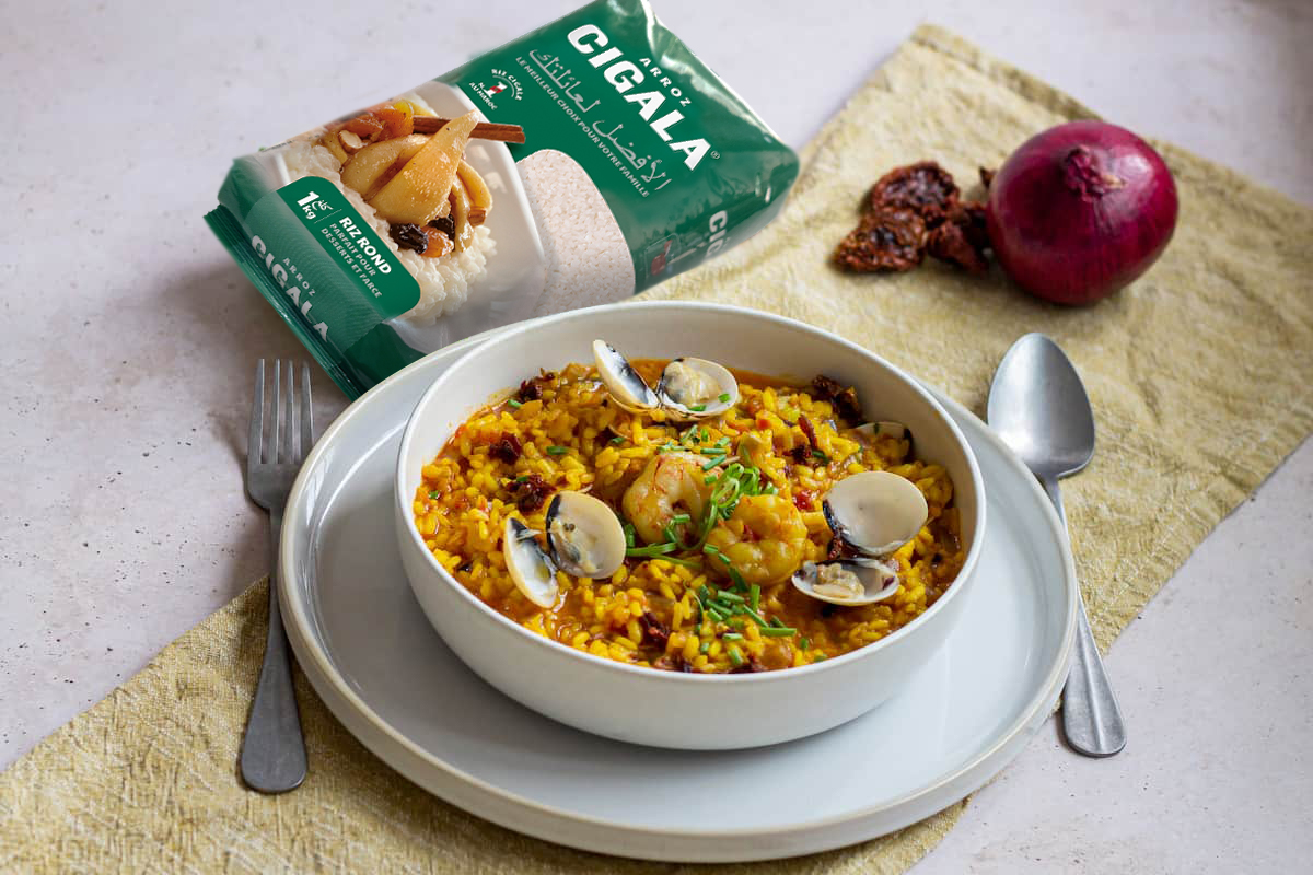 Riz aux fruits de mer congelés - délicieux riz à la façon Arroz Cigala
